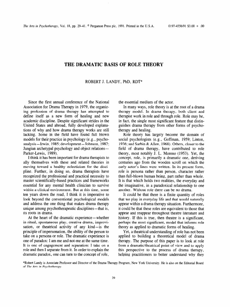 The Dramatic Basis of Role Theory | PDF | Psychotherapy | Theatre