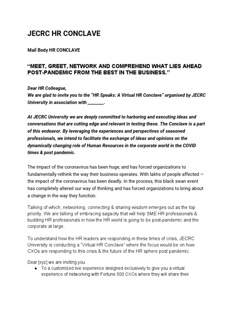 Attendees Invite HR Conclave 2020 | PDF | Human Resource Management ...