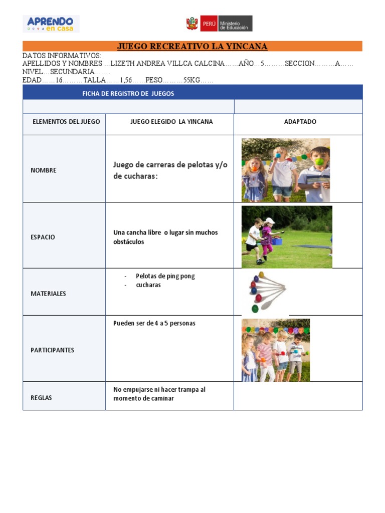 Juego de la Yincana: Reglas y Desarrollo | PDF