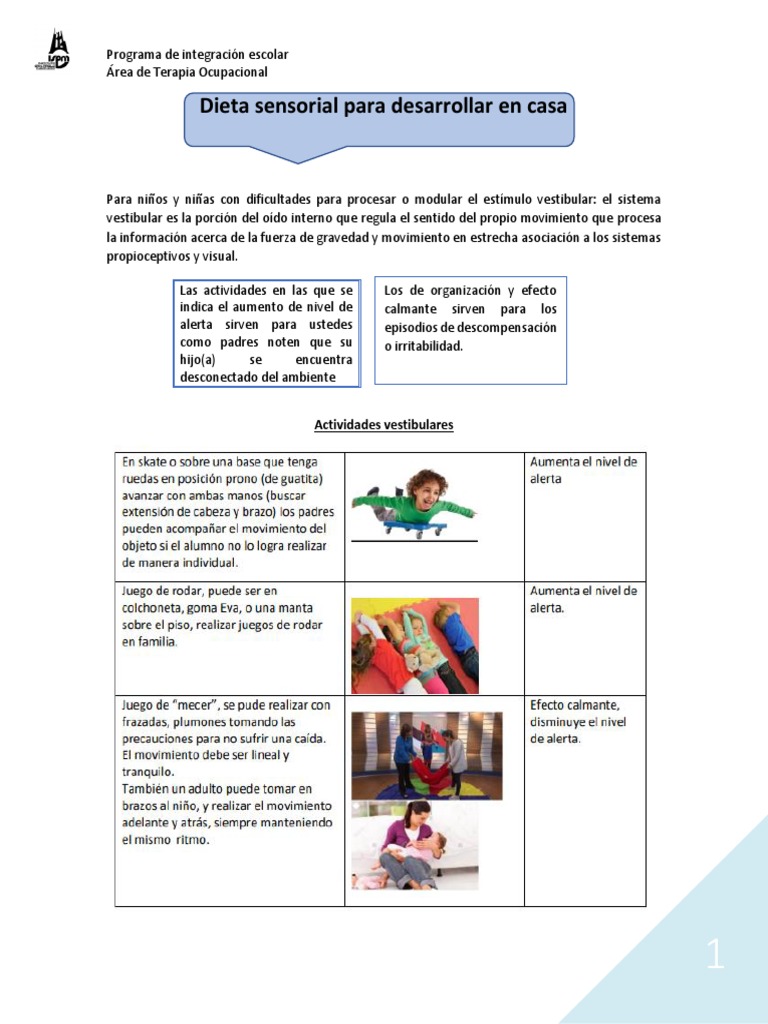 Dieta Sensorial para Desarrollar en Casa PDF | PDF | Sistema nervioso ...