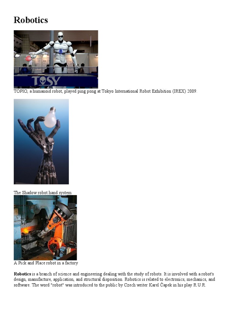 Robotics: Robotics Is A Branch of Science and Engineering Dealing With ...