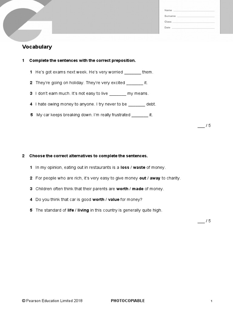 B2 First Unit 3 Test: Vocabulary | PDF