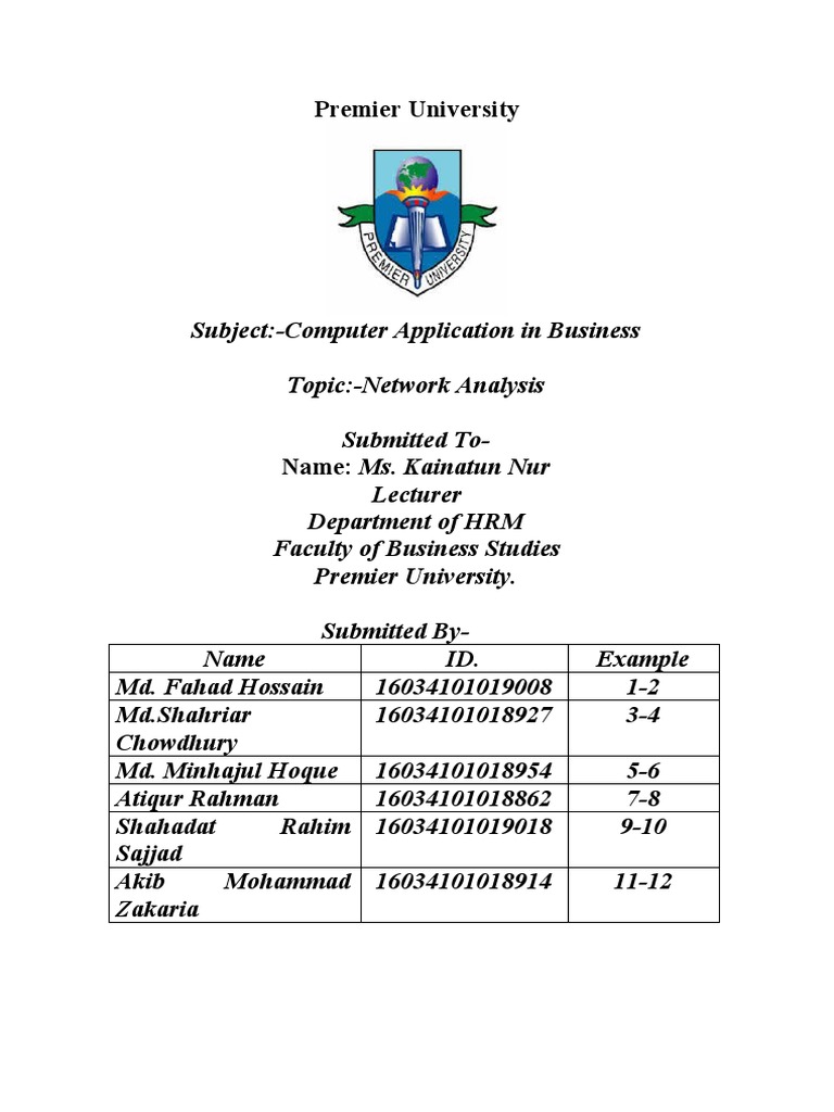 Cover Page of Premier University | PDF