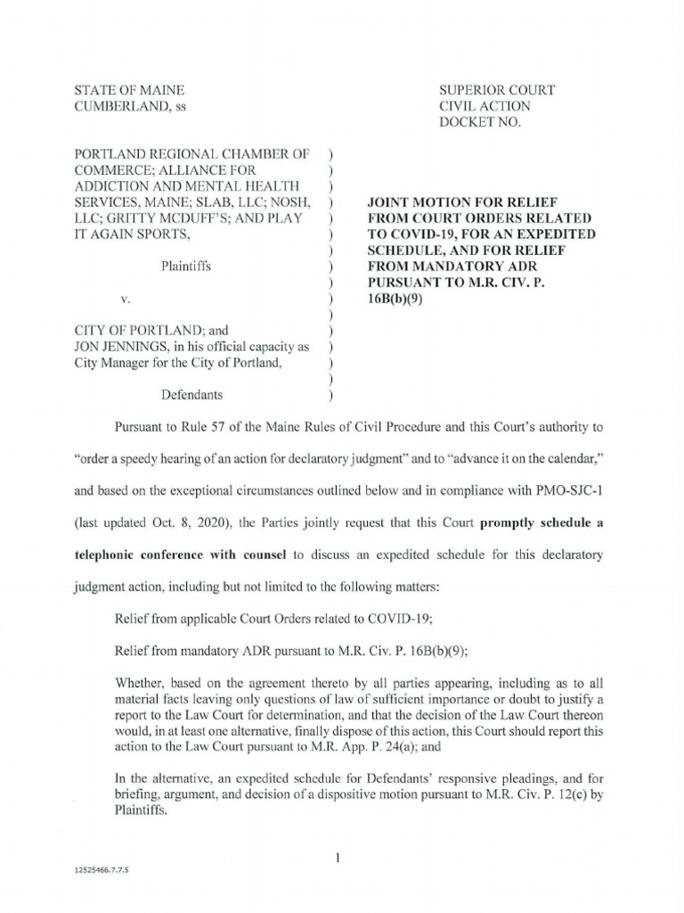 2020-12-01 Joint Motion For Relief From Court Orders | PDF | Employment ...