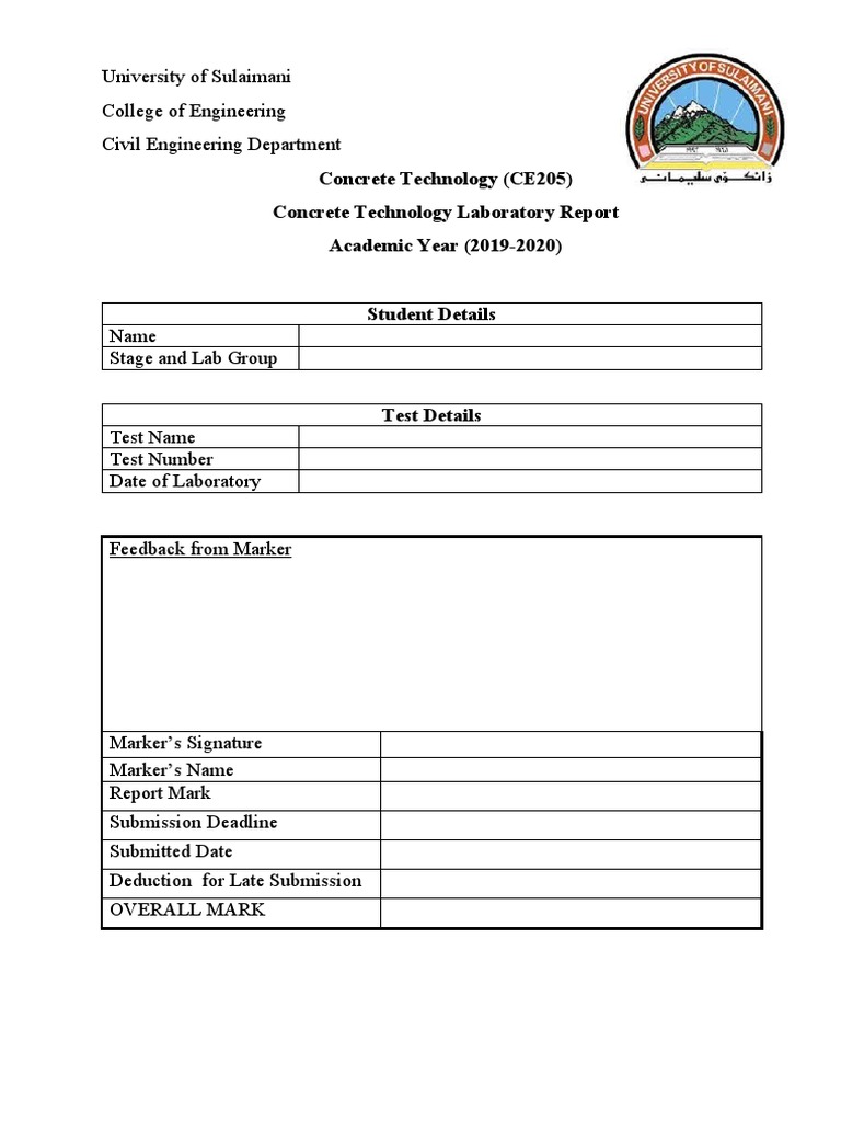 Concrete Technology (CE205) Concrete Technology Laboratory Report ...