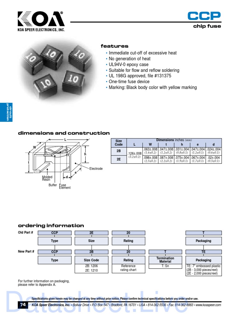 Datasheet - Live: Chip Fuse | PDF | Fuse (Electrical) | Electrical ...