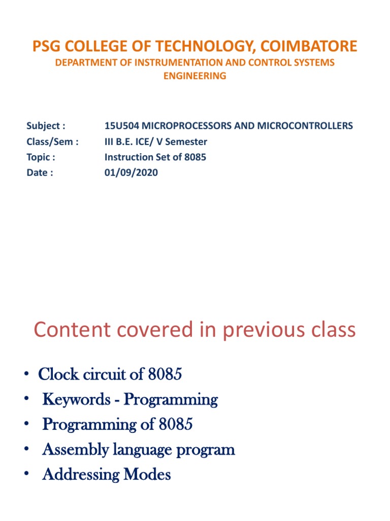 PSG College of Technology, Coimbatore: Department of Instrumentation ...