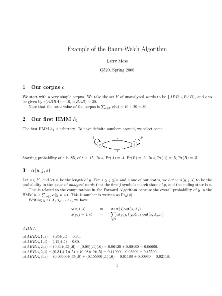Example of The Baum-Welch Algorithm | PDF | Discrete Mathematics | Teaching Mathematics