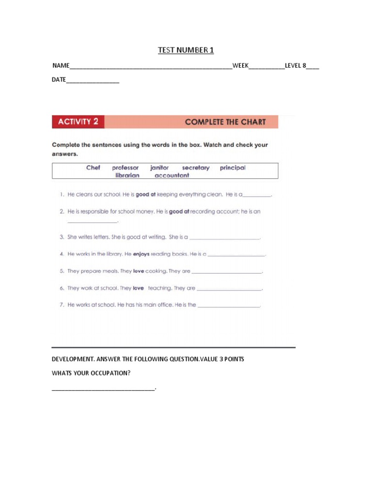 Test Number 1. 8 Level | PDF