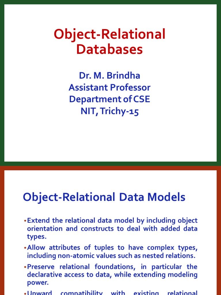 9 Object Relational Model Pdf Relational Model Inheritance Object Oriented Programming