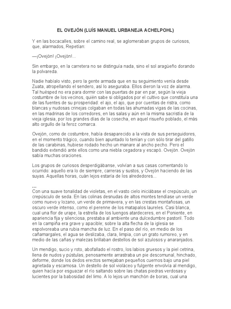 Análisis del cuento "El Ovejón" | PDF | Naturaleza