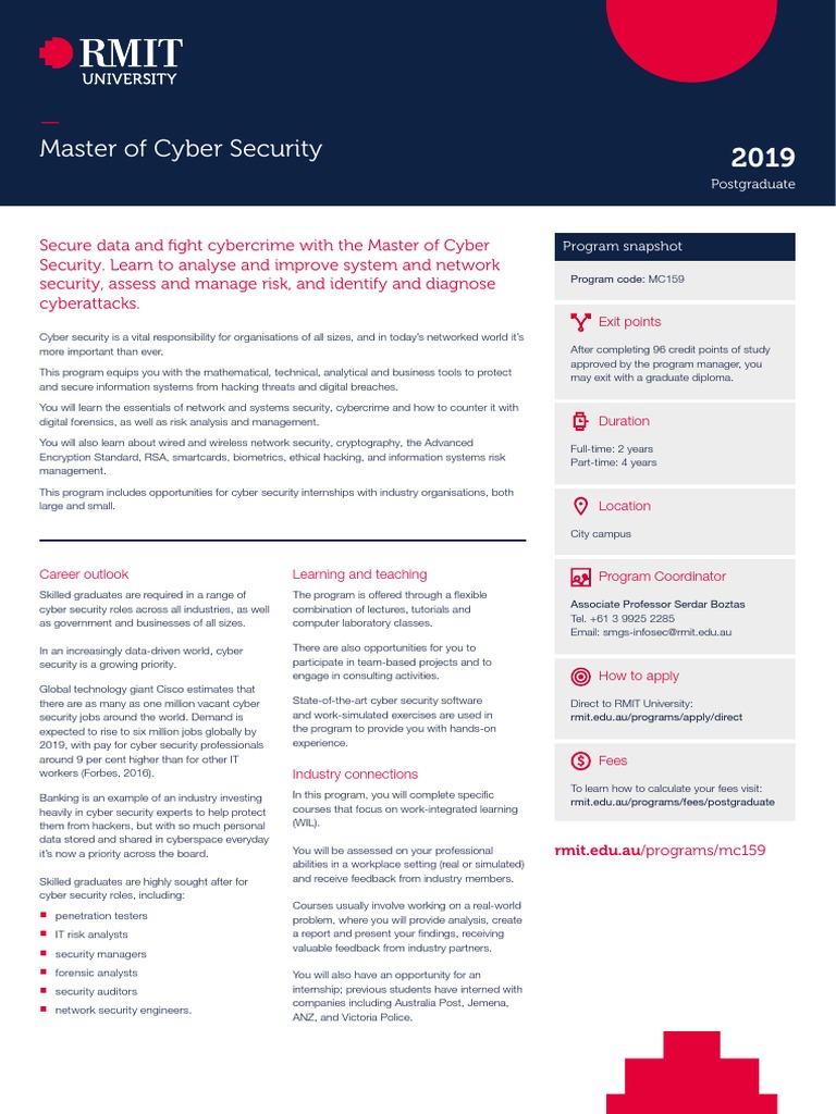 mc159 Master of Cyber Security Course Brochure | PDF | Computer ...