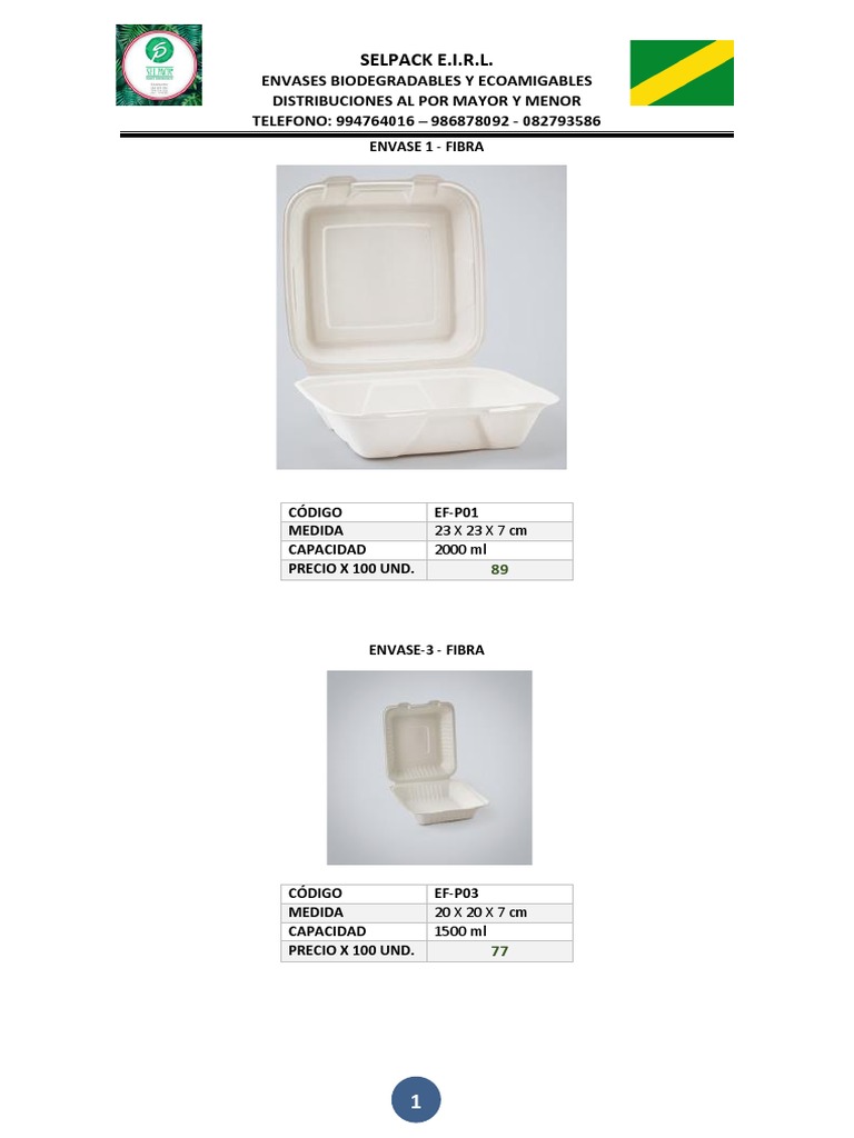 Envases Biodegradables Selpack E.I.R.L. | PDF
