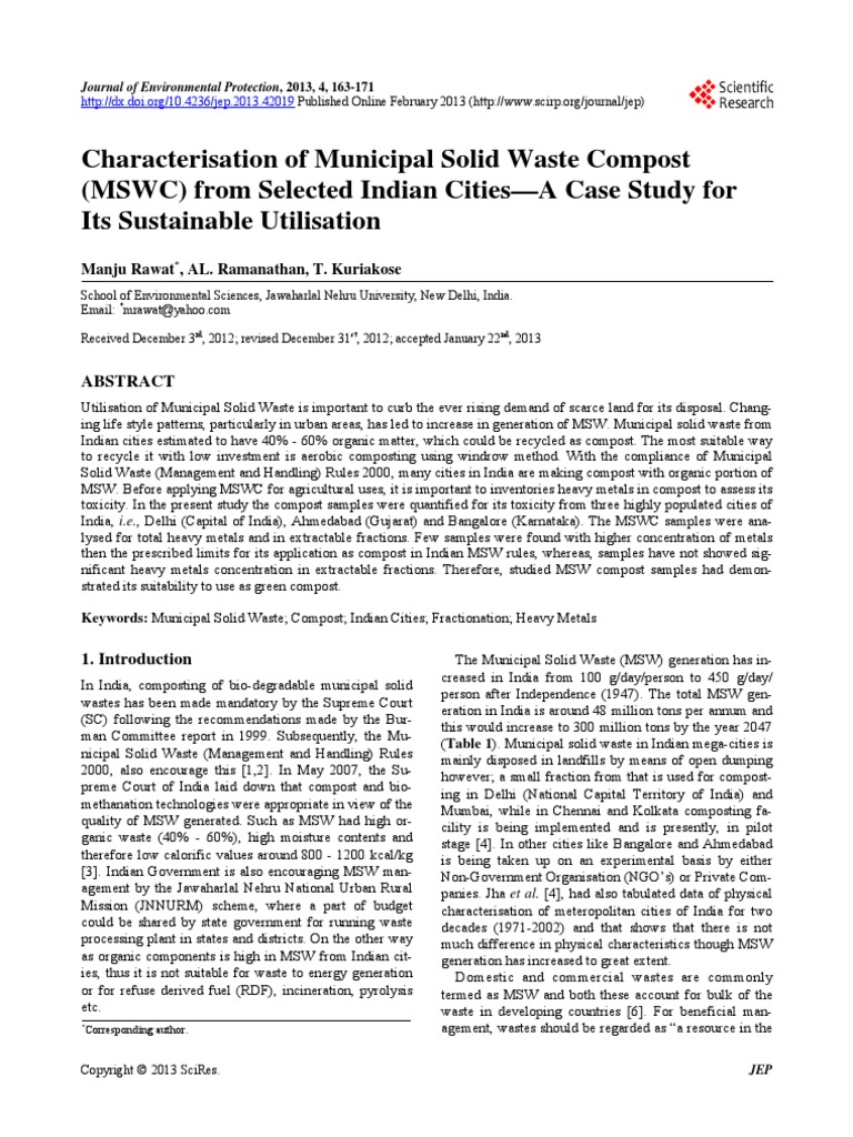 Characterisation of Municipal Solid Waste Compost | PDF | Municipal ...