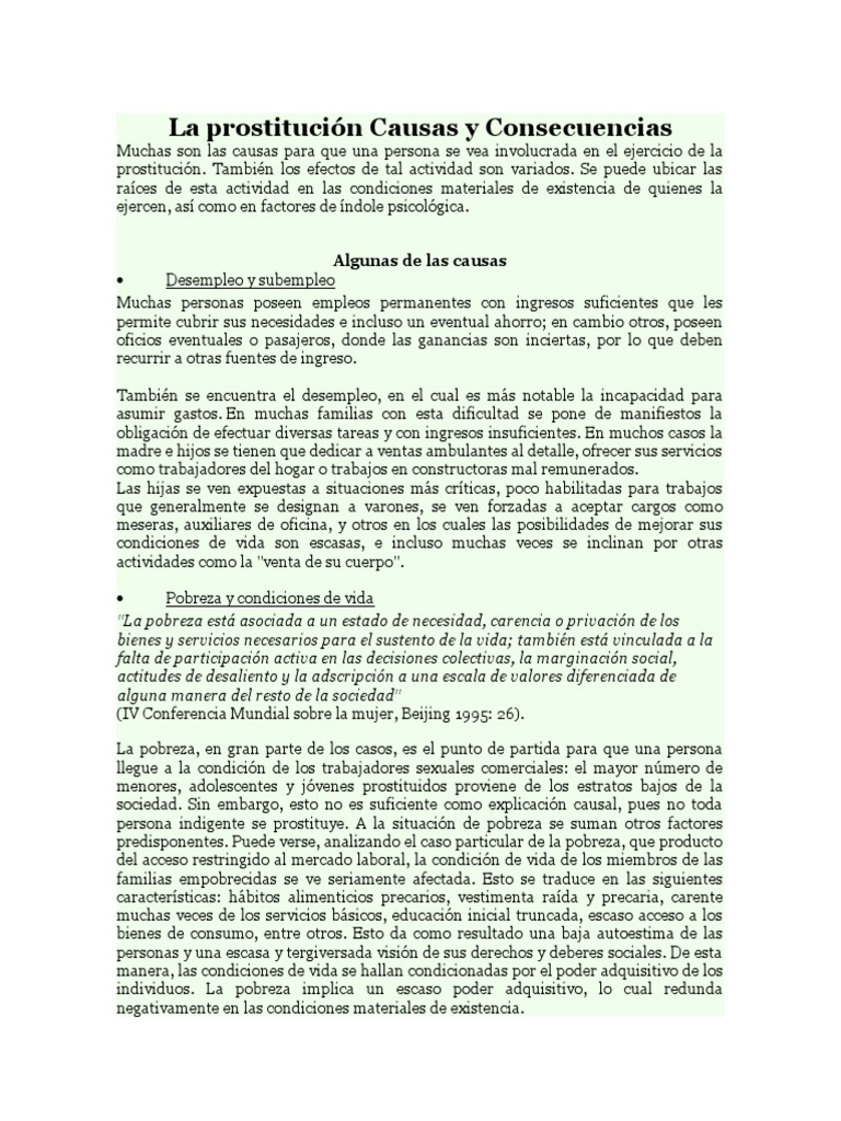 La Prostitución Causas Y Consecuencias Pdf Prostitución Salón De