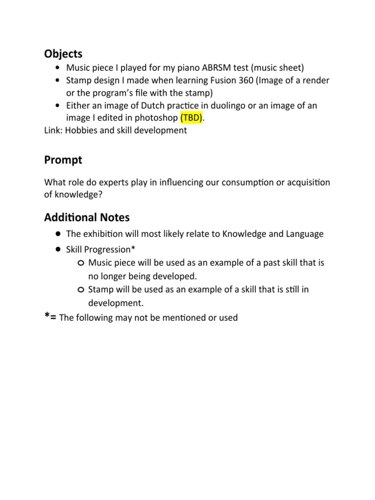 TOK Objects Prompt | PDF