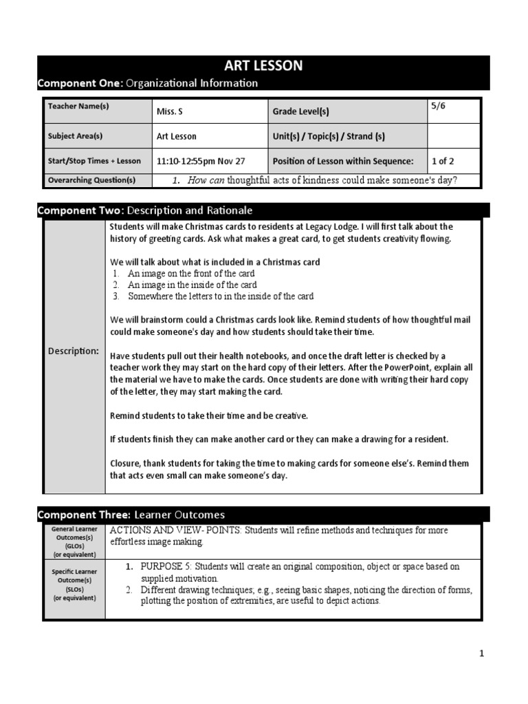 Art Lesson | PDF | Pedagogy | Communication