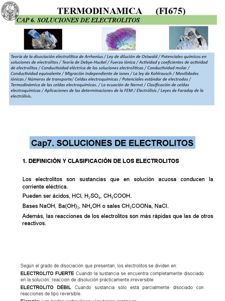 Clase14 Cap 6. SOLUCIONES DE ELECTROLITOS | PDF | Electroquímica | Electrólito