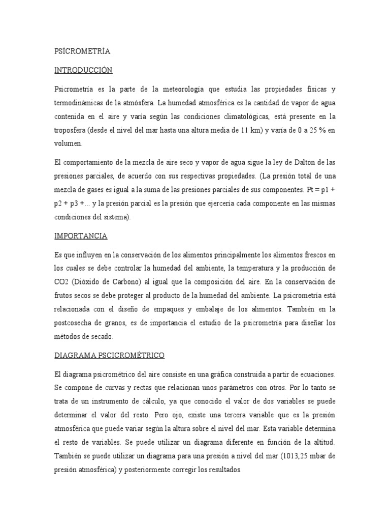 Monografia Chafloque. Psicrometría | PDF | Humedad | Aire acondicionado