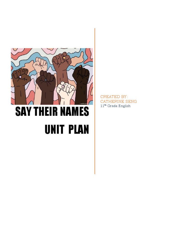 Say Their Names Unit Plan for 11th Grade | PDF | Black Lives Matter ...