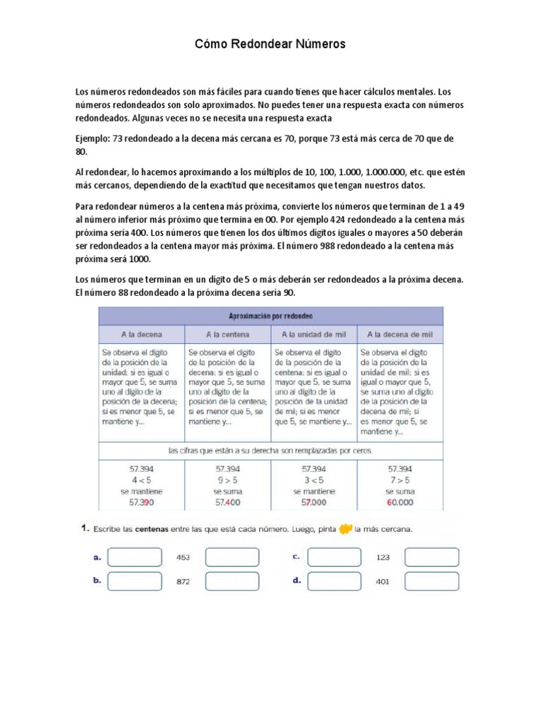Los Números Redondeados | PDF