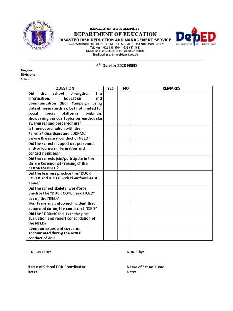Department of Education: 4 Quarter 2020 NSED | PDF | Career & Growth ...