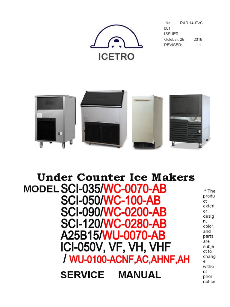 ICETRO Cubic Type ICEMAKER Service Manual Rev 1 2 (20151127) | PDF ...