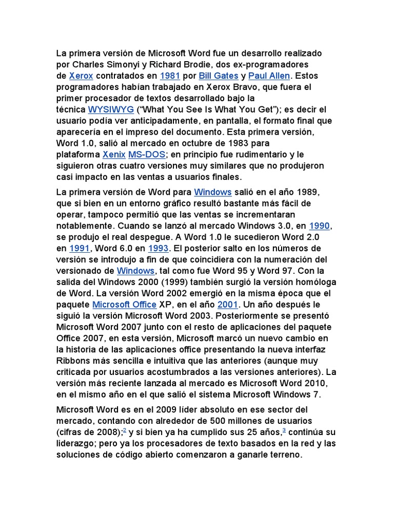 La Primera Versión de Microsoft Word Fue Un Desarrollo Realizado Por ...
