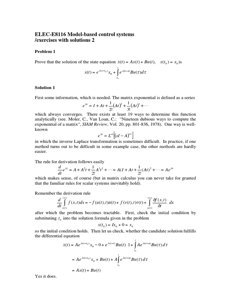 State Equation Solutions and Derivations | PDF | Matrix (Mathematics ...