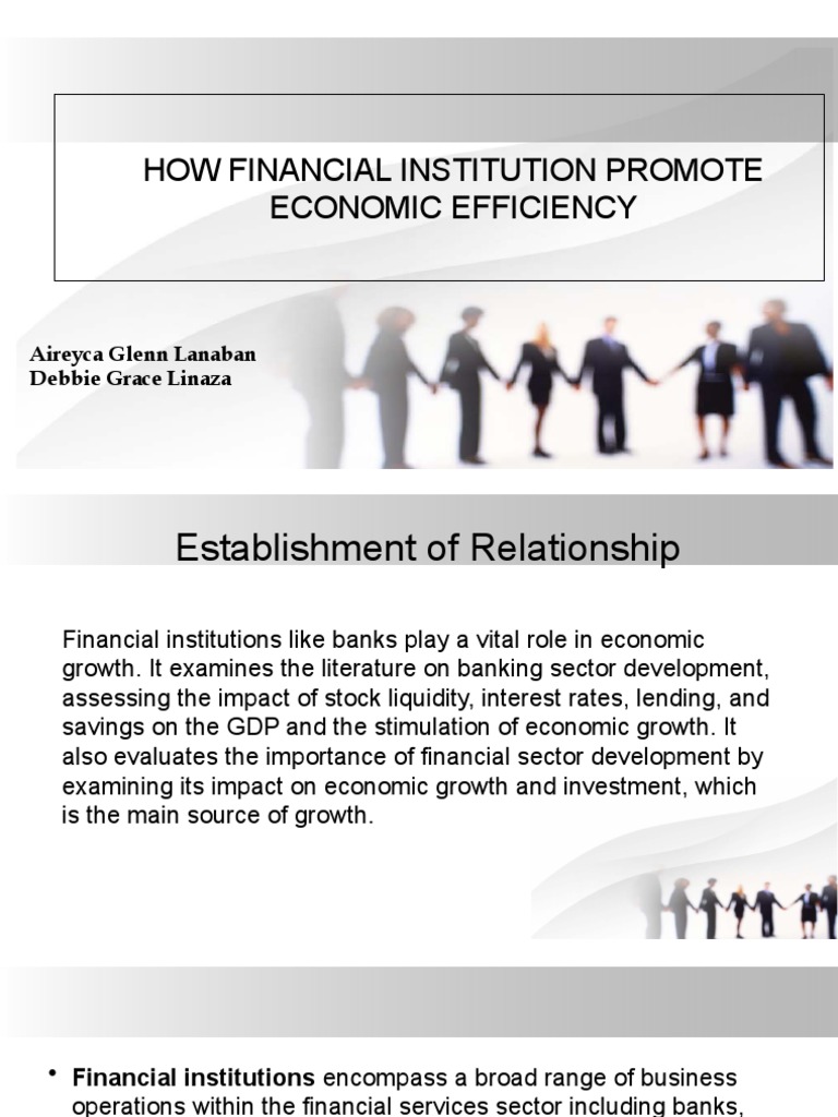 Promoting Economic Efficiency Through Financial Institutions How Banks