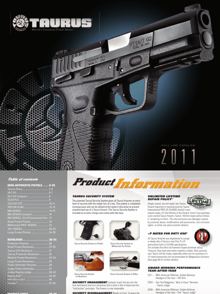 2011 Taurus Arms Catalog | PDF | Trigger (Firearms) | Handgun