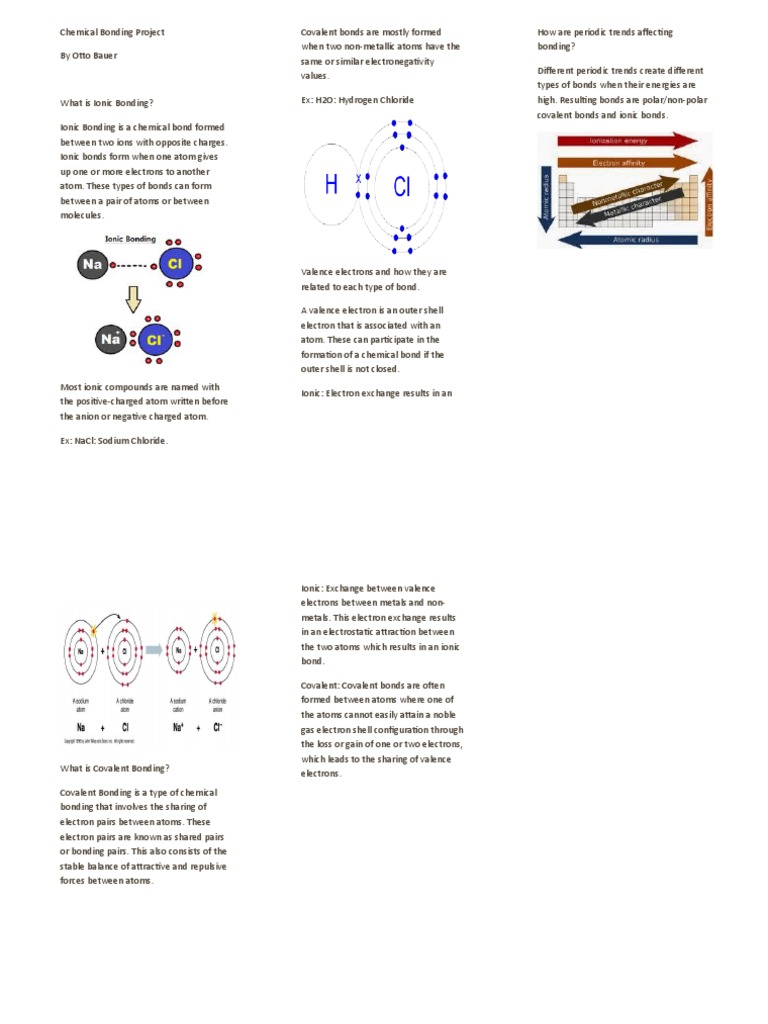 Chemical Bonding Project | PDF | Ionic Bonding | Chemical Bond
