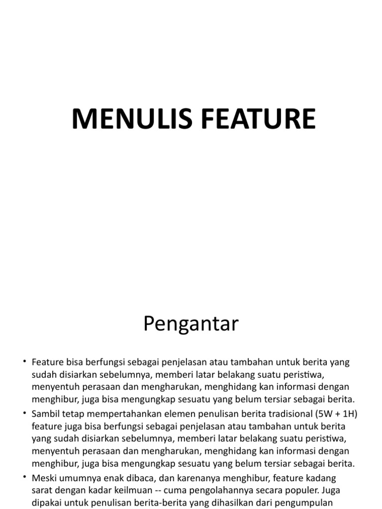 Panduan Menulis Artikel Feature | PDF