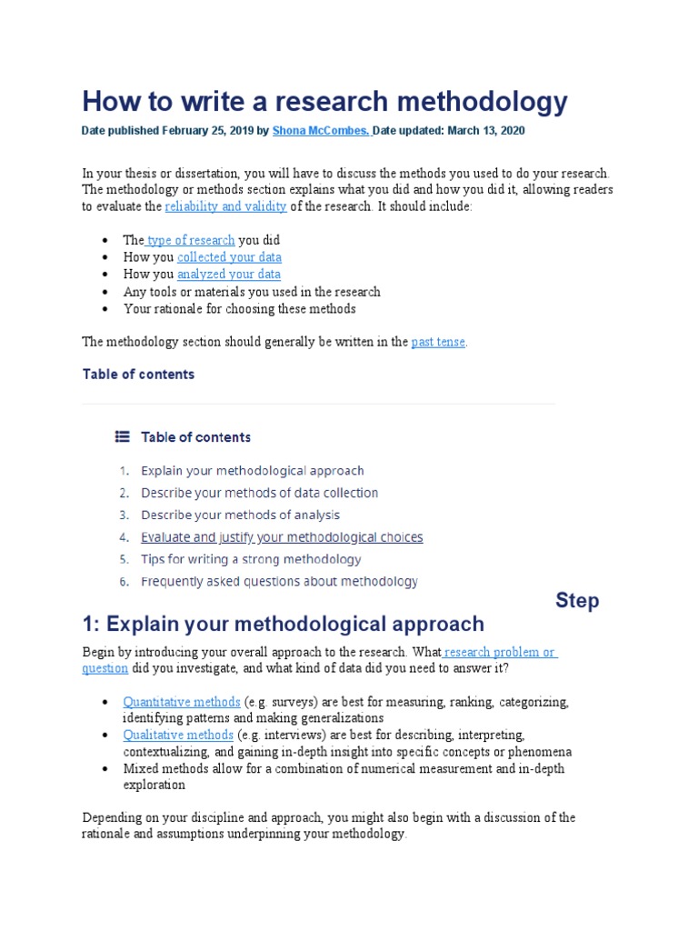 How To Write A Research Methodology | PDF | Qualitative Research ...