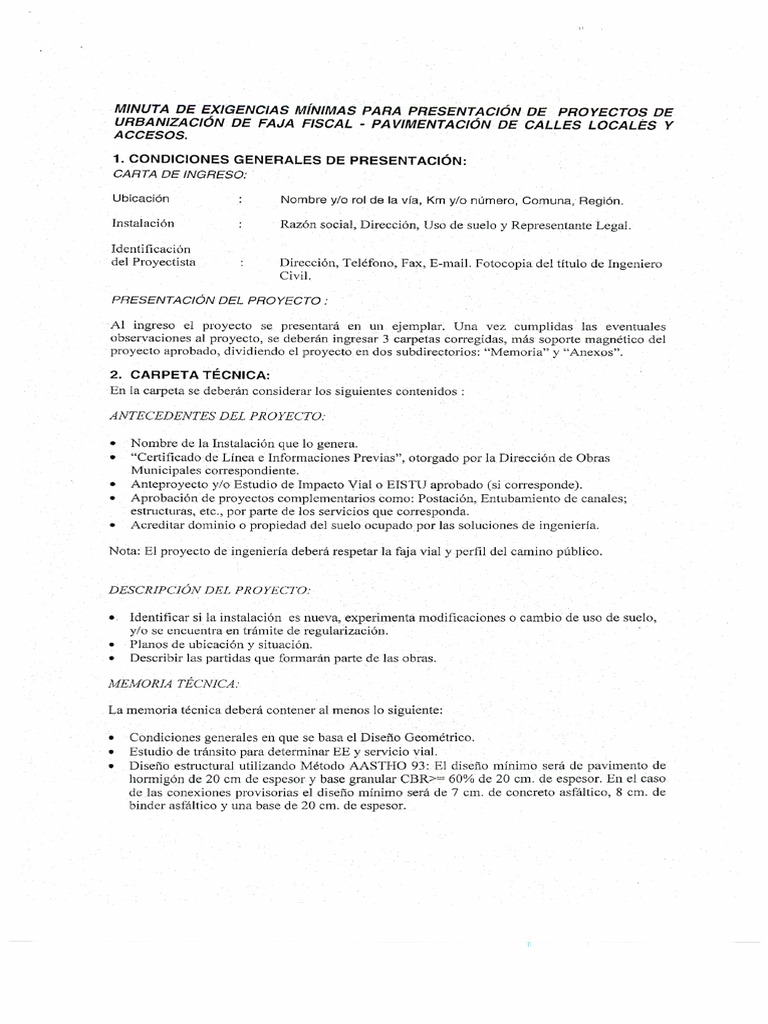 Minuta para Presentación de Proyect. de Urbanización | PDF