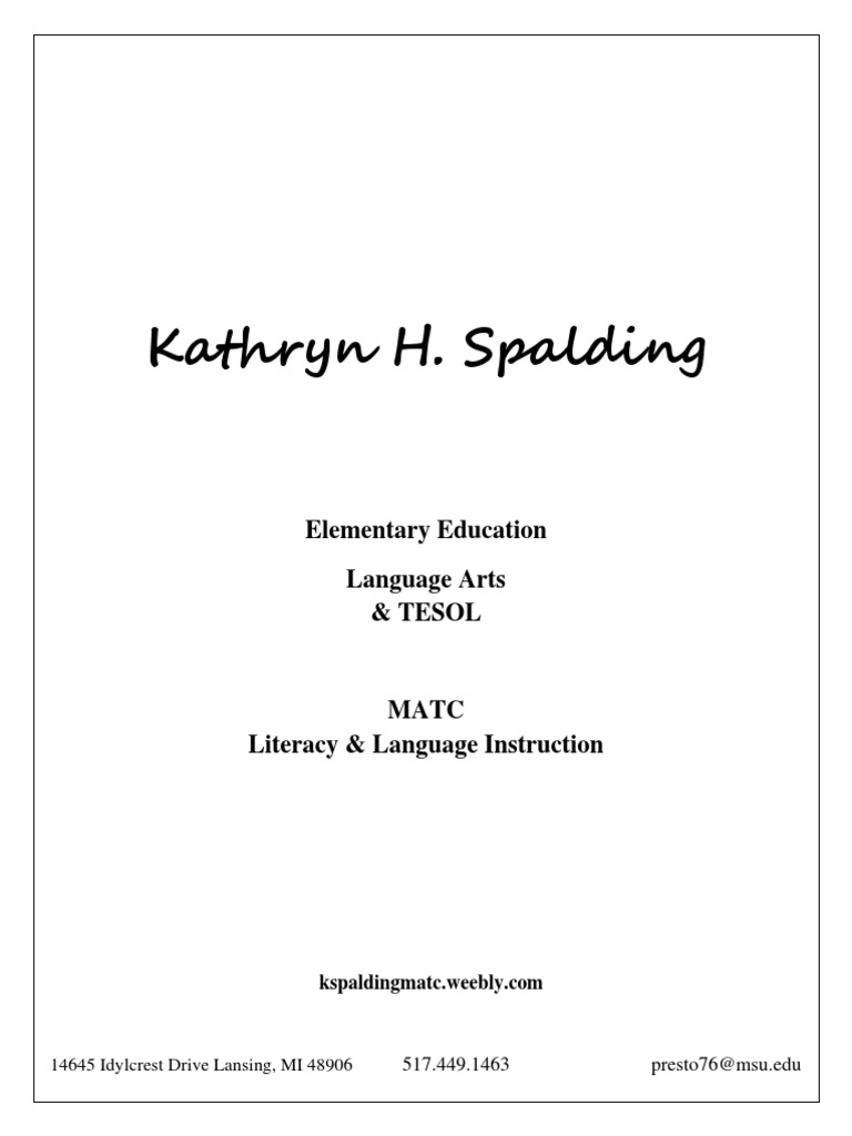 Kathryn Spalding: Teaching Experience & Credentials | PDF | English As ...