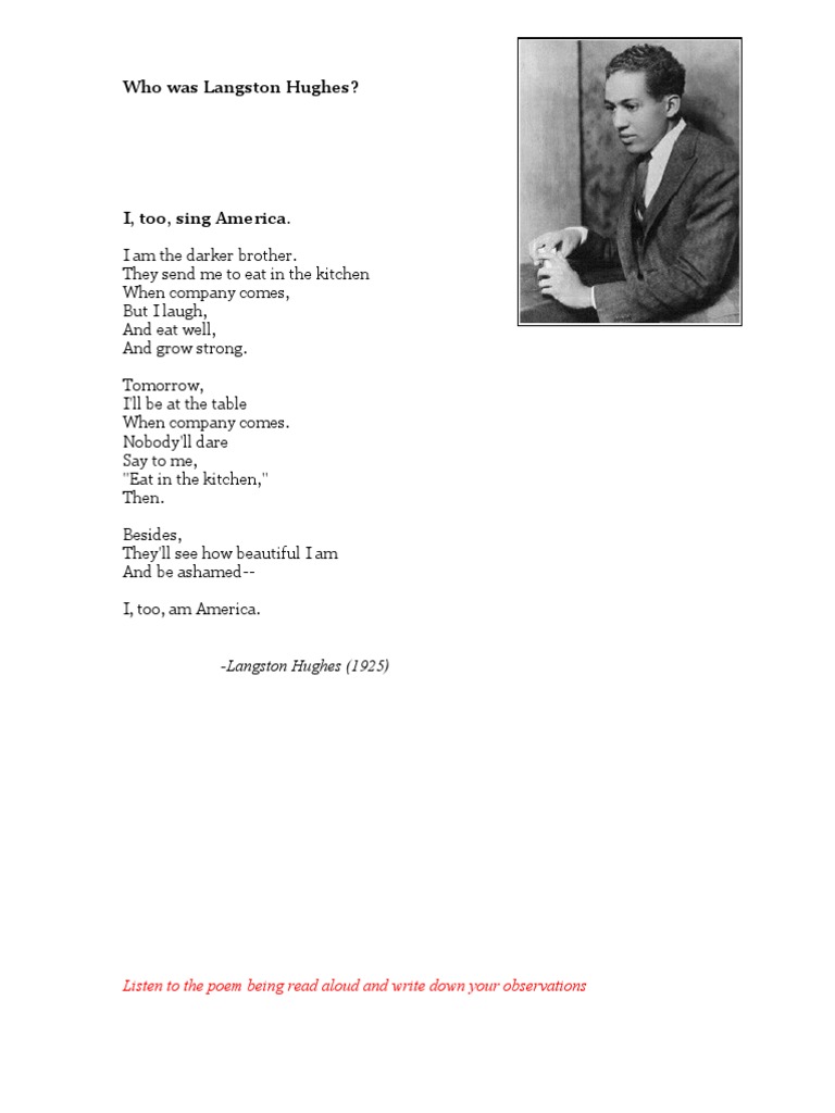 Langston Hughes Lesson Materials | PDF | Adjective | Adverb