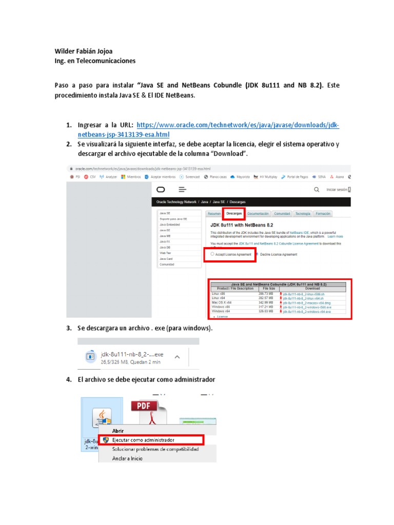 Paso A Paso - Instalación Java SE and NetBeans Cobundle PDF | PDF ...