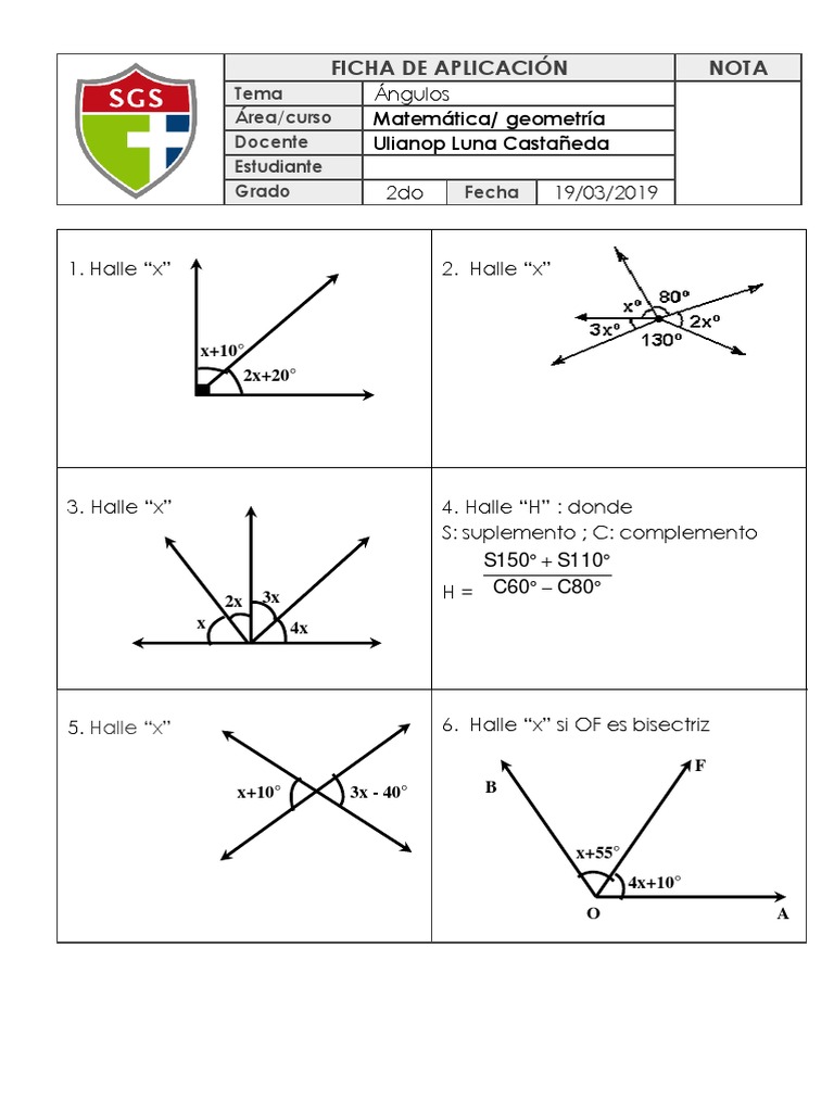Ficha de Aplicación 2do de Sec. (Geometrìa) | PDF