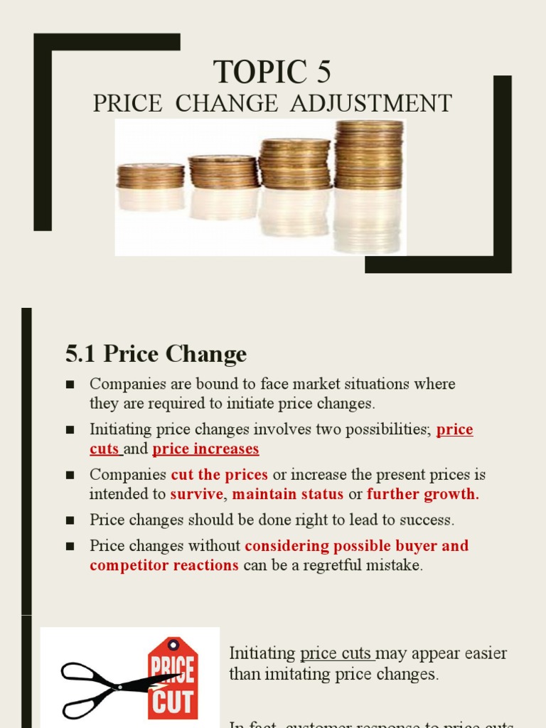 Price Change Adjustment: Topic 5 | PDF | Pricing | Discounts And Allowances