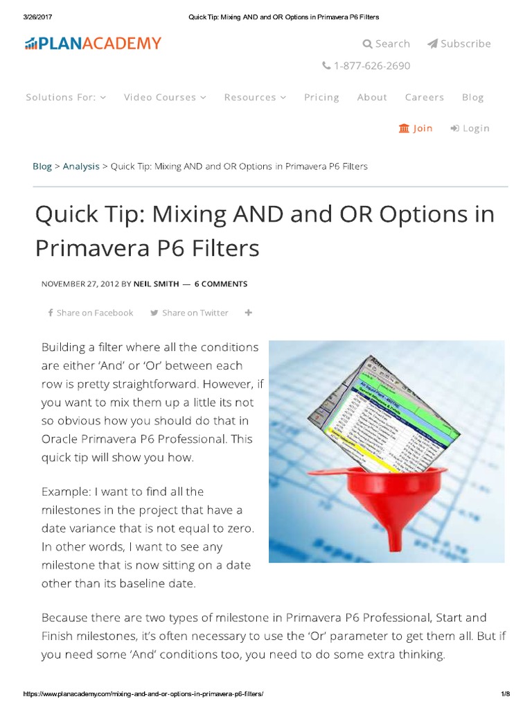 Mixing AND and OR Options in Primavera P6 Filters | PDF