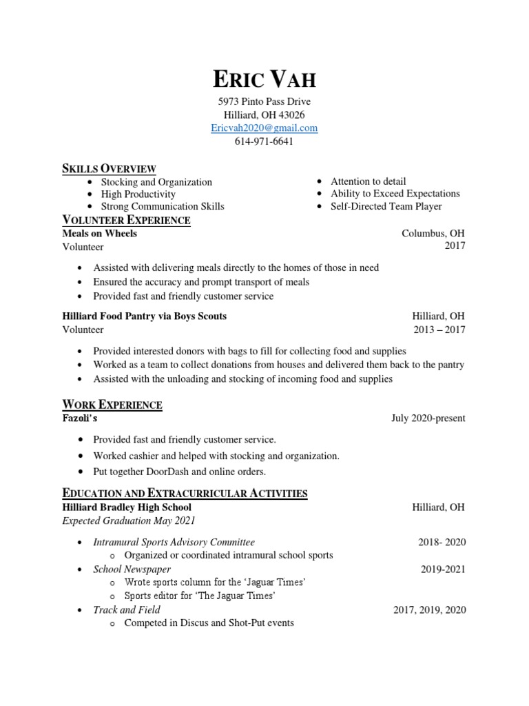 Vah Eric - Resume