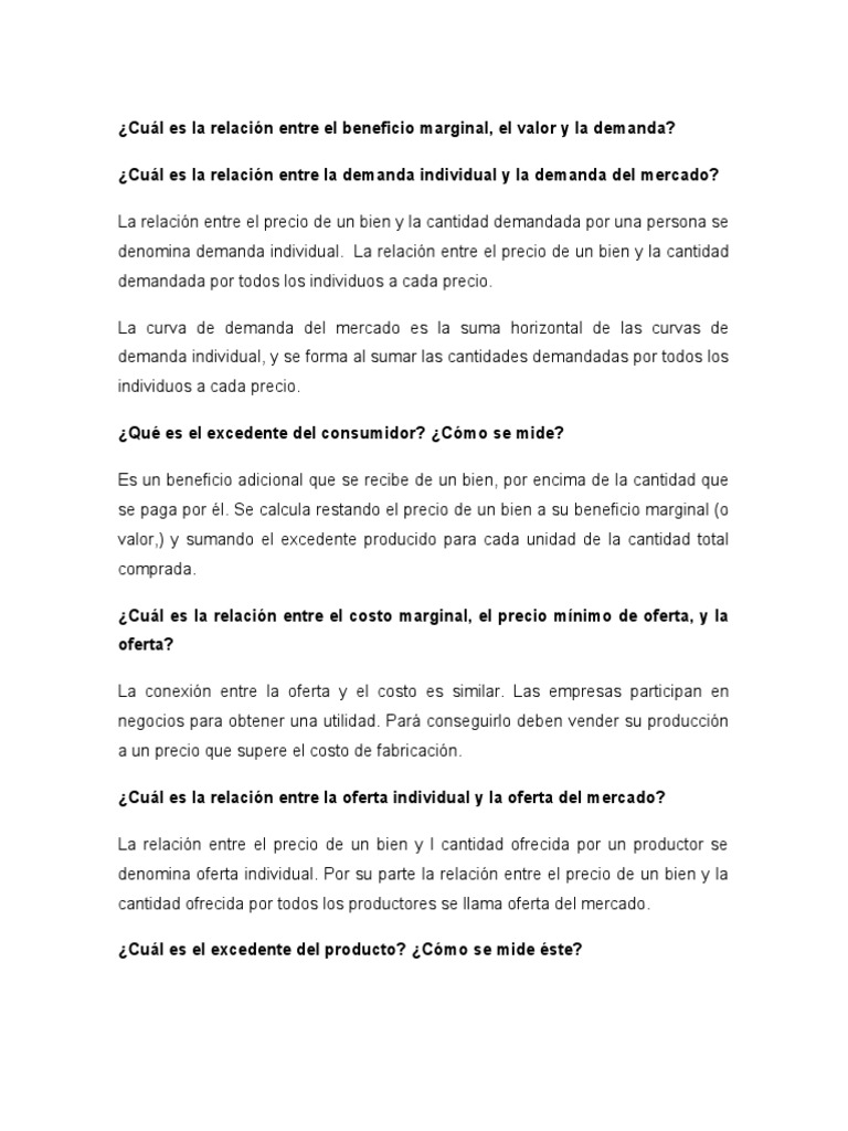 Cuál Es La Relación Entre El Beneficio Marginal | PDF | Excedente ...