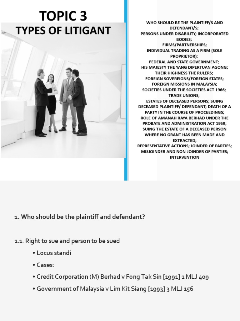 Topic 3-Types of Litigant | PDF | Lawsuit | Government Information