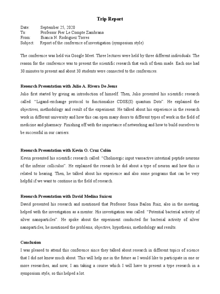 Conference Trip Report on Research Presentations | PDF | Philosophy ...