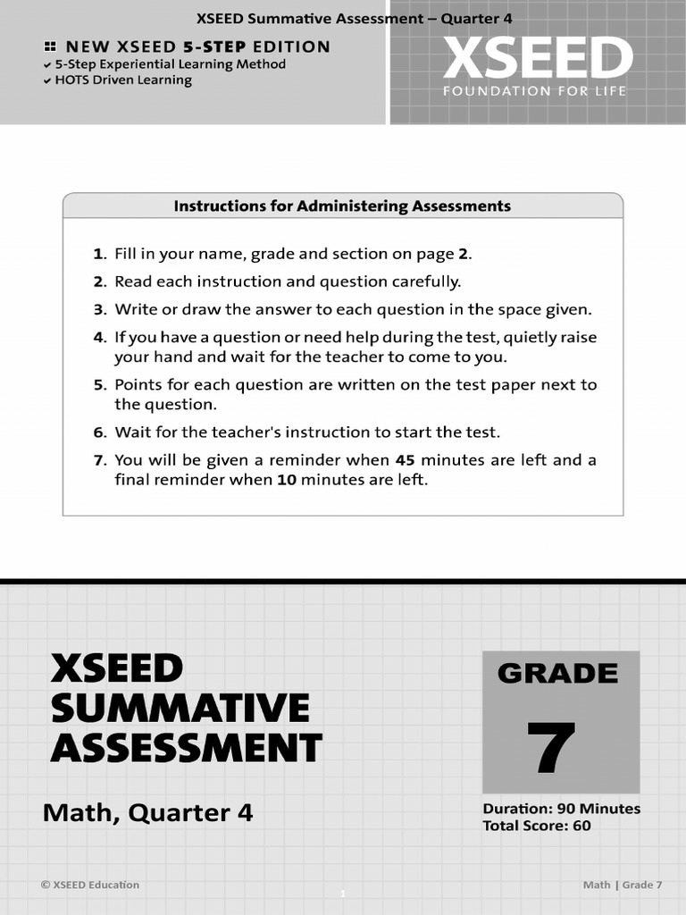 Math, Quarter 4: © XSEED Education Math - Grade 7 | PDF | Geometric ...
