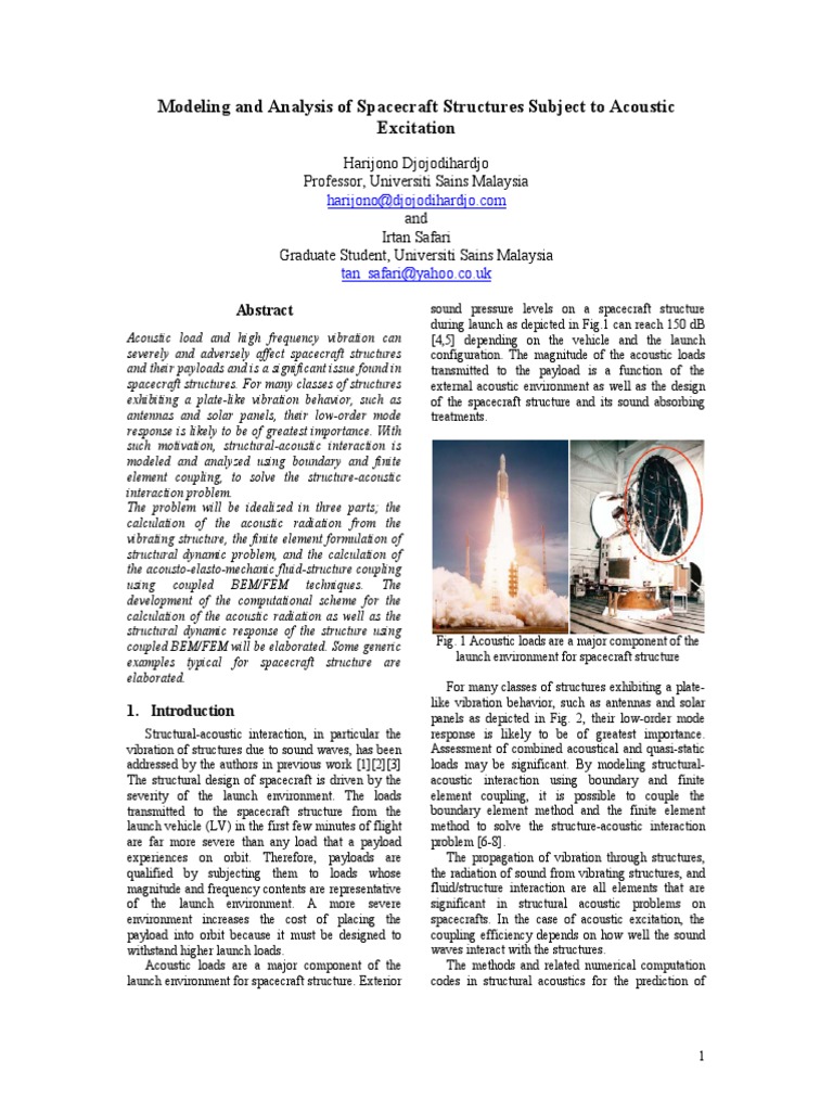 Modeling and Analysis of Spacecraft Stru AcousticExcit PDF | PDF ...