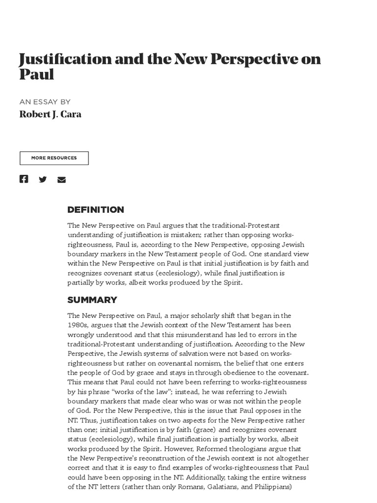 Justification and The New Perspective On Paul - The Gospel Coalition | PDF | Paul The Apostle ...