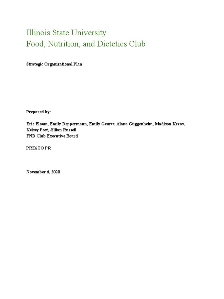 Illinois State University Food, Nutrition, and Dietetics Club | PDF ...