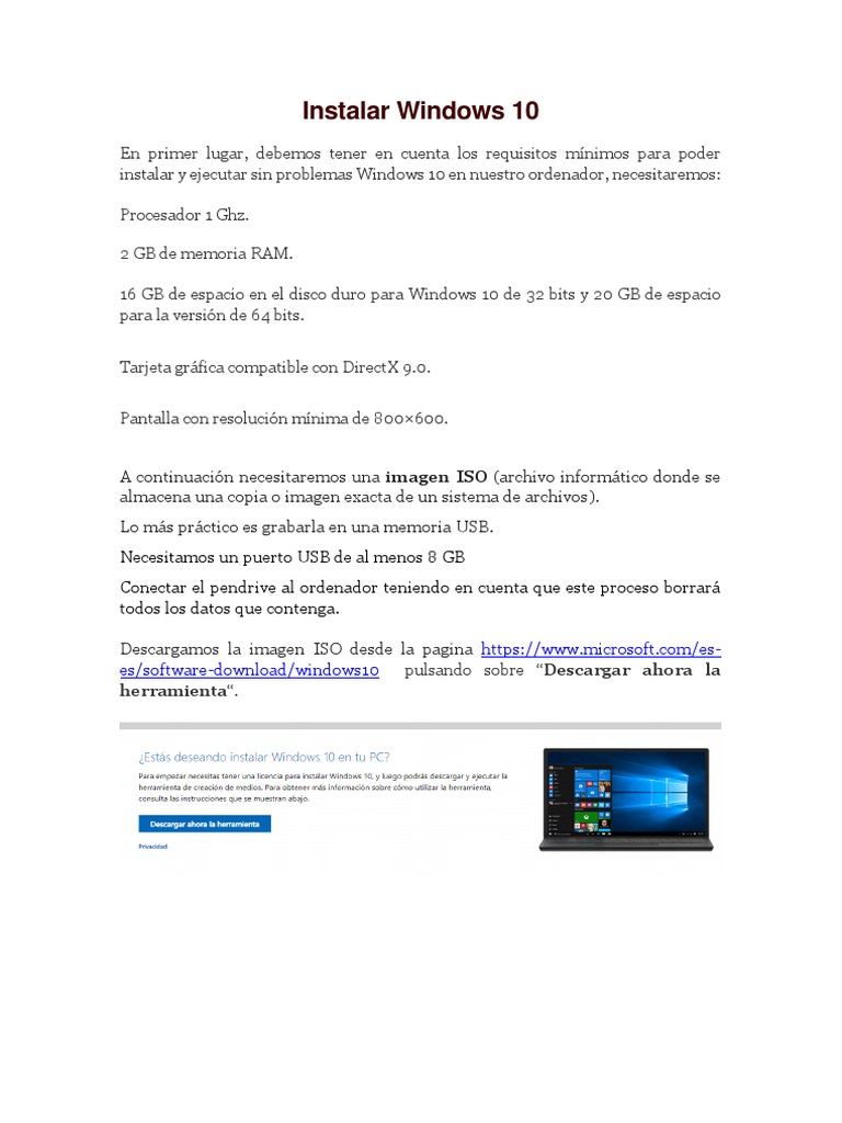 Manual de Instalación de Un Sistema Operativo | PDF | Windows 10 ...